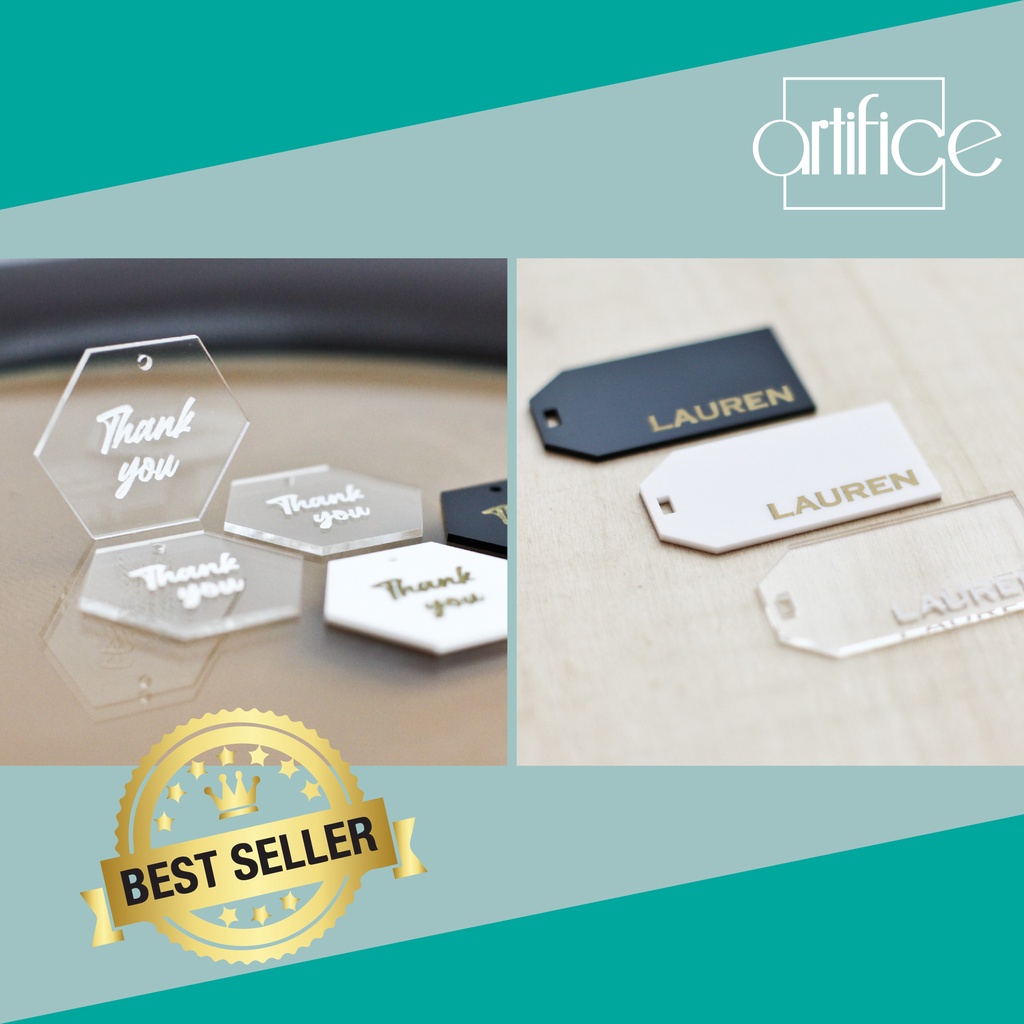 Jual Custom Hang Tag Acrylic Laser Modern Hiasan Gift Hampers Tag ...
