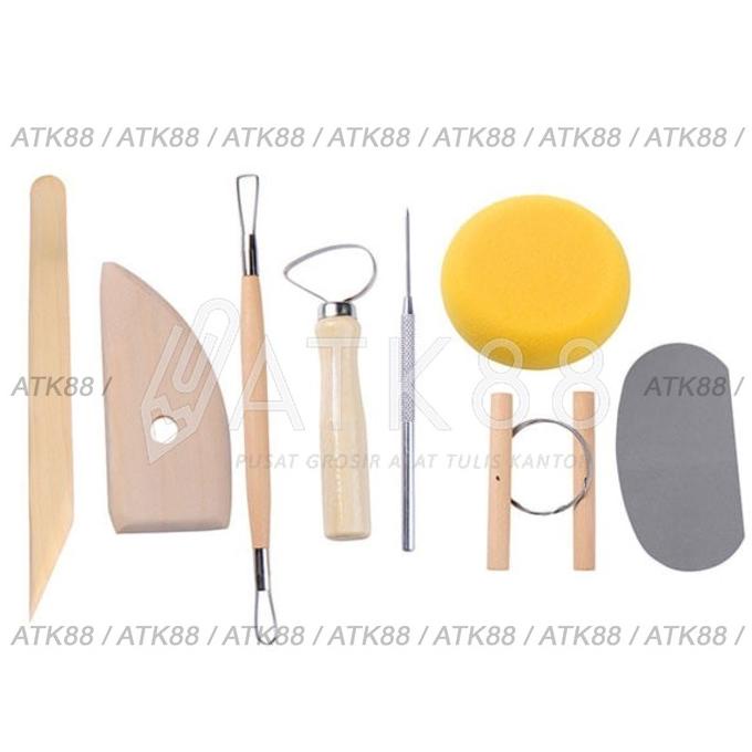 Jual V-tec Alat Clay Tool Set + Spon E005-8B (isi 8pcs) | Shopee Indonesia