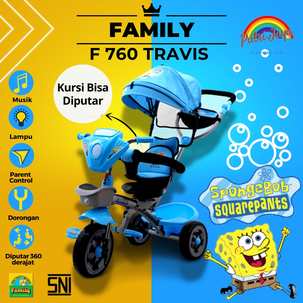 Jual Sepeda Anak Roda Tiga 3 Stroller Bayi Family F-760 Travis | Shopee ...