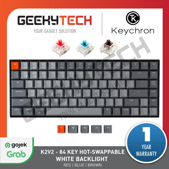 Jual KEYCHRON K2 V2 - 87 - HOT SWAPPABLE WHITE BACKLIGHT - GARANSI RESMI | Shopee Indonesia