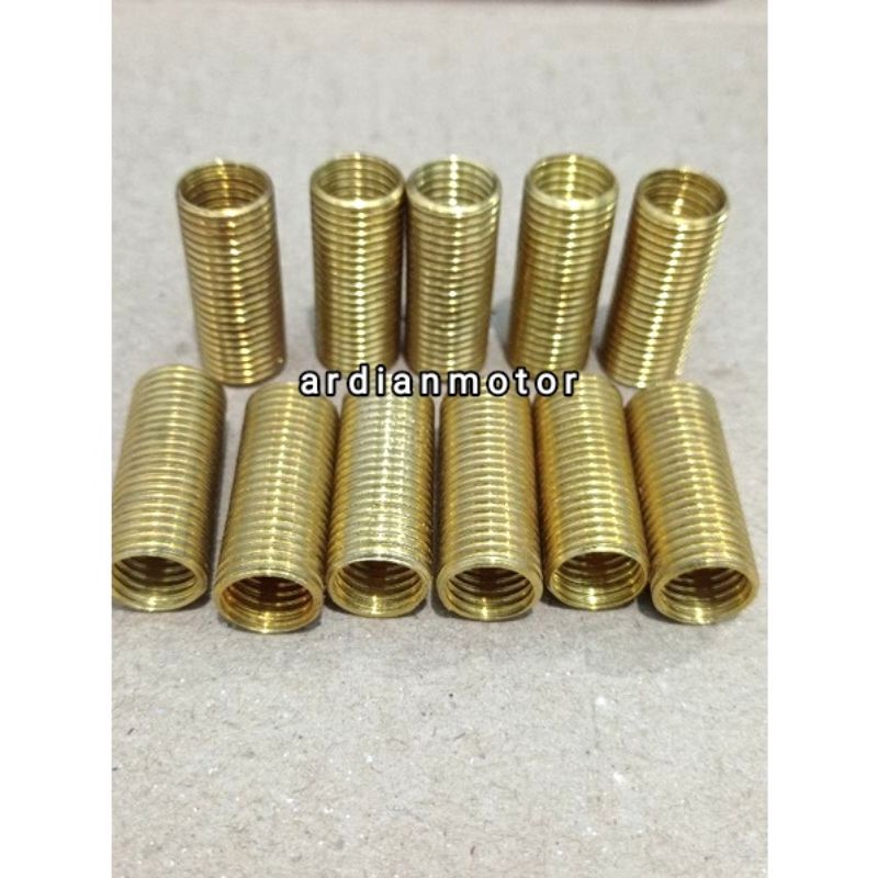 Jual Shock drat Sok drat Kuningan M10 x M12 ( Dalam drat lubang baut 14 ...