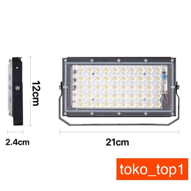 Jual Lampu Led Sorot 12v dc 50w putih Kap Big Power Floodlight DC 12V 50W + Kabel jepit aki 1.5m ...