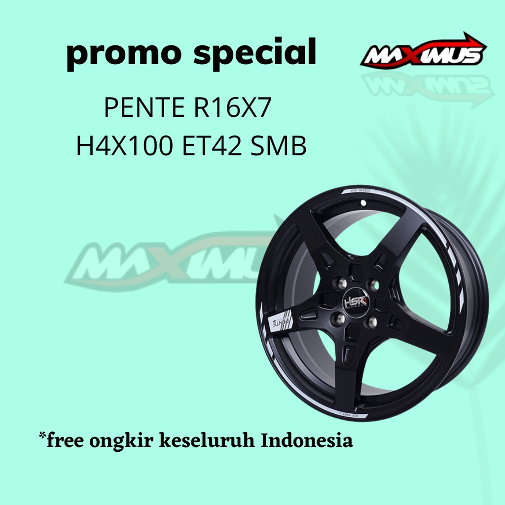 Jual Velg Mobil HSR R16 HSR PENTE Ring 16x7 Hole 4x100 ET.42 Black ...
