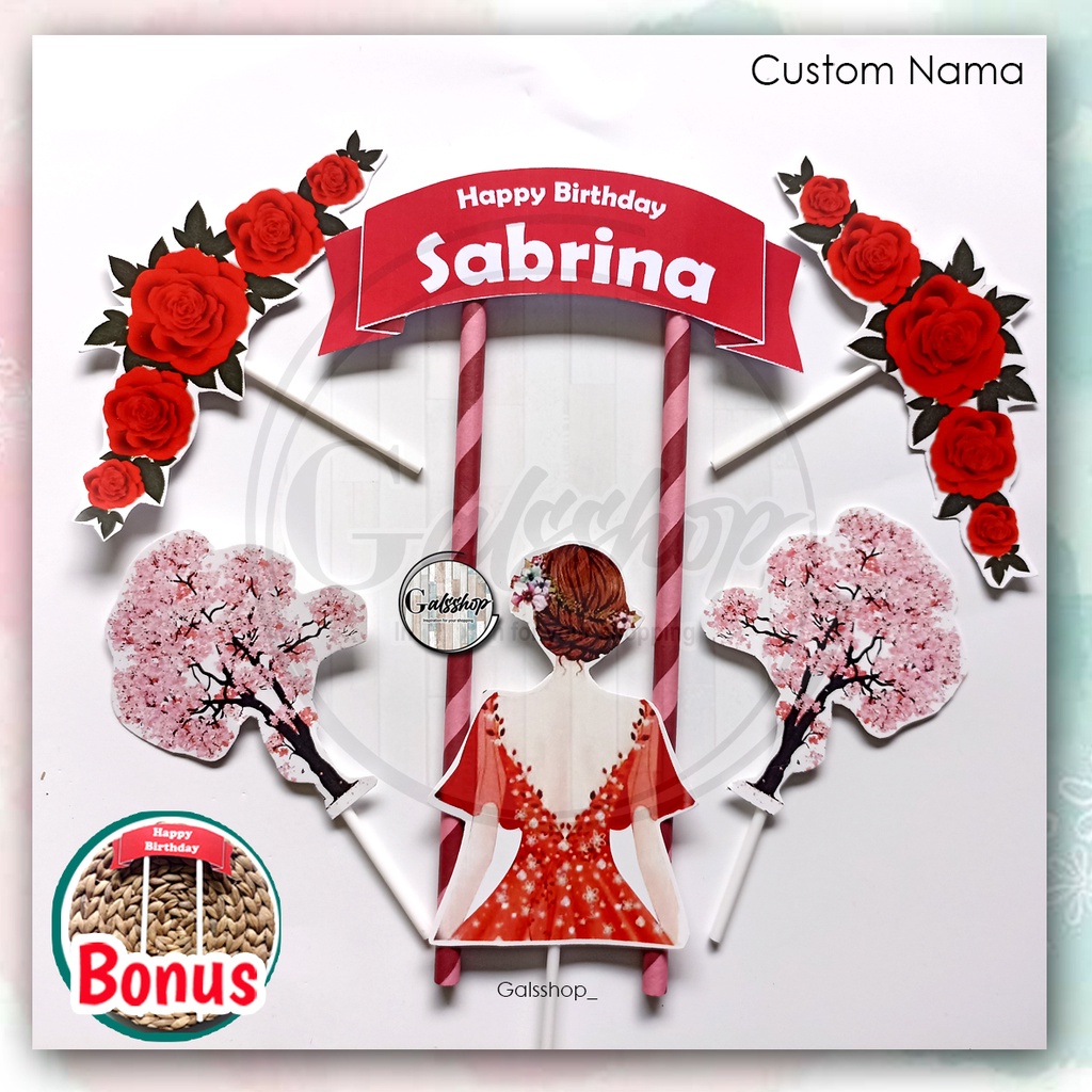 Jual Custom Nama/ Foto / Toppercake Plus Princess Red / Hiasan Kue ...