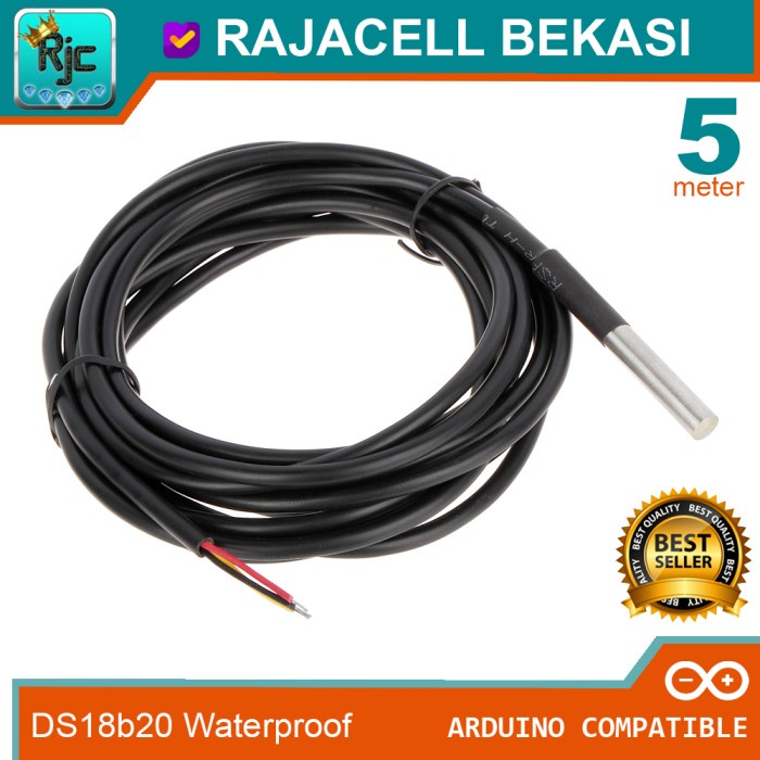 Jual Sensor DS18b20 Temperature Probe Waterproof Sensor Suhu Air 5M 3M 2M | Shopee Indonesia