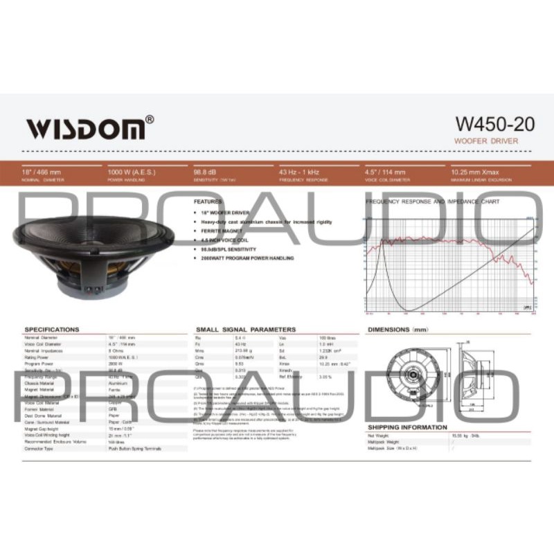 Jual Speaker Wisdom 18 Inch W450-20 W 450 20 W450 20 W 450 - 20 Original | Shopee Indonesia