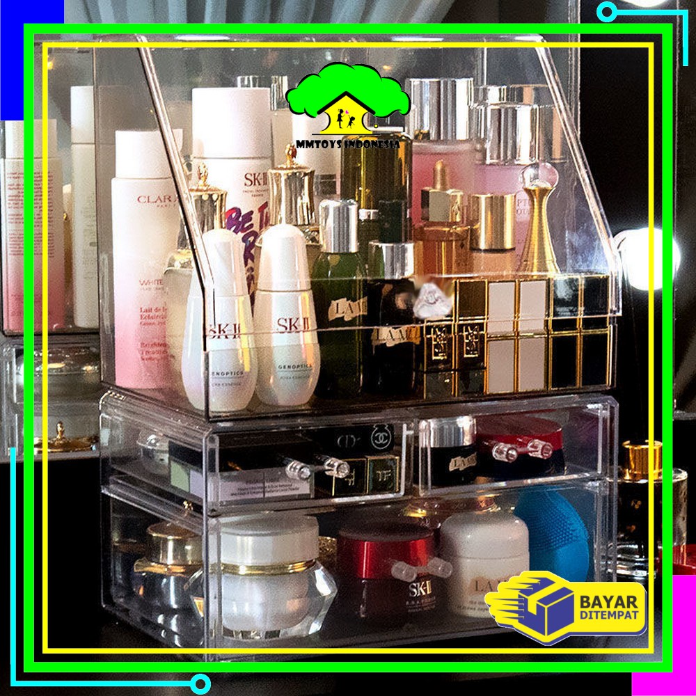 Jual MI-K133 Rak Kosmetik Acrylic Transparan Dengan Penutup Anti Debu ...