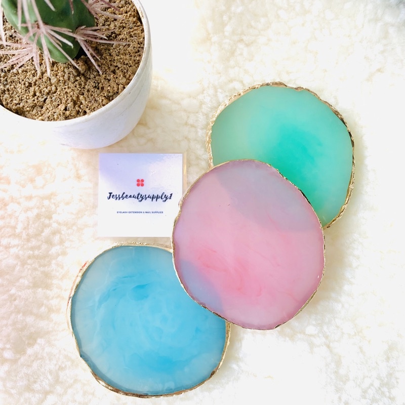 Jual GLASS PALLETE / PALET DISPLAY Bulat Bahan Resin Nail Color Palette ...