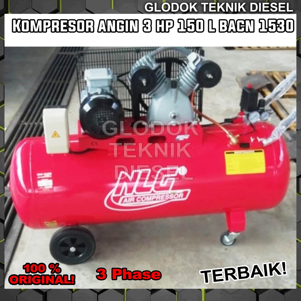 Jual NLG Air Compressor 3 HP PK 10 Bar 150 Liter 3 1 PHASE BAC 1530 ...
