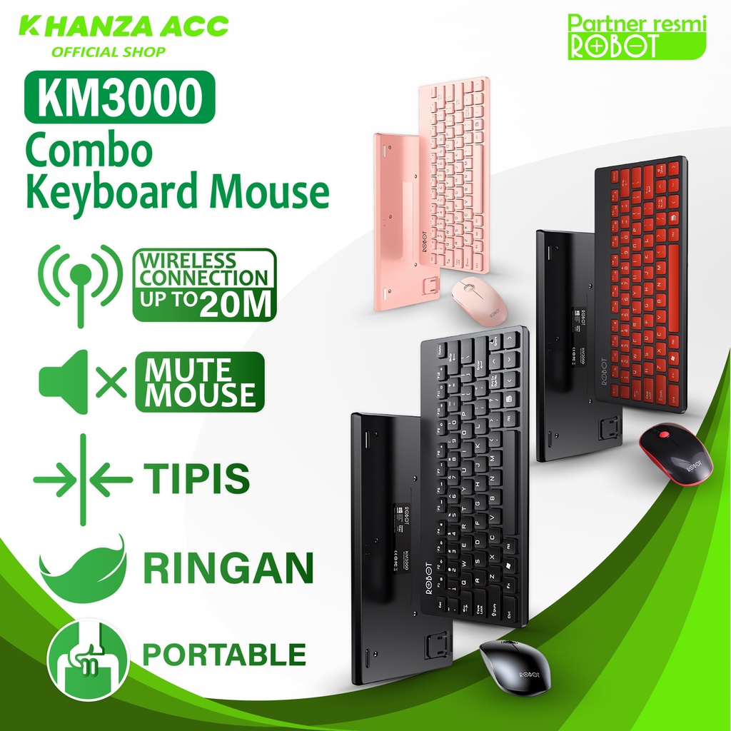 Jual KHANZAACC ROBOT KM3000 Keyboard Dan Mouse Wireless Portable Mini ...