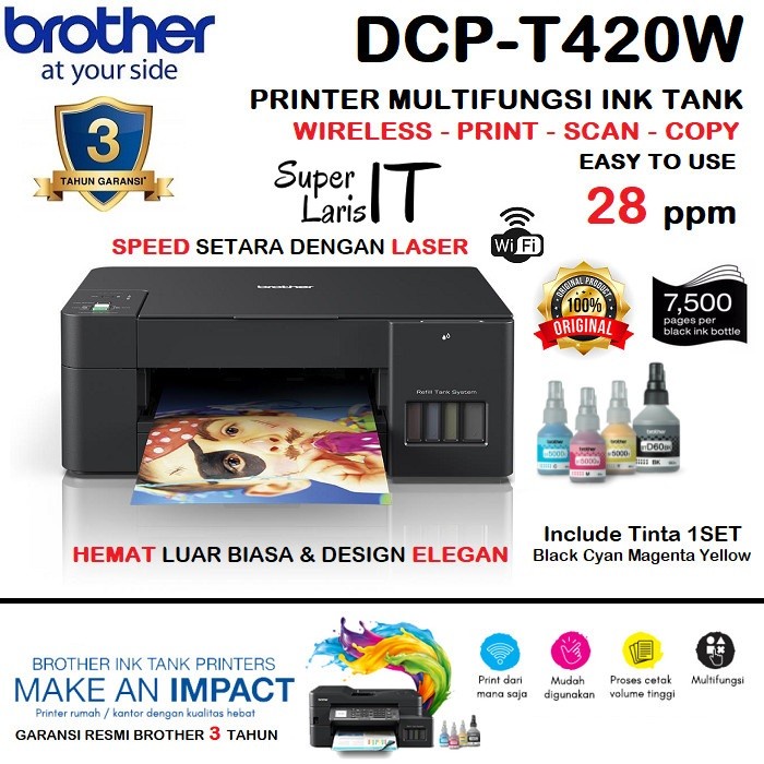 Jual Printer Brother DCP-T420W Print Scan Copy Wifi Garansi Resmi ...