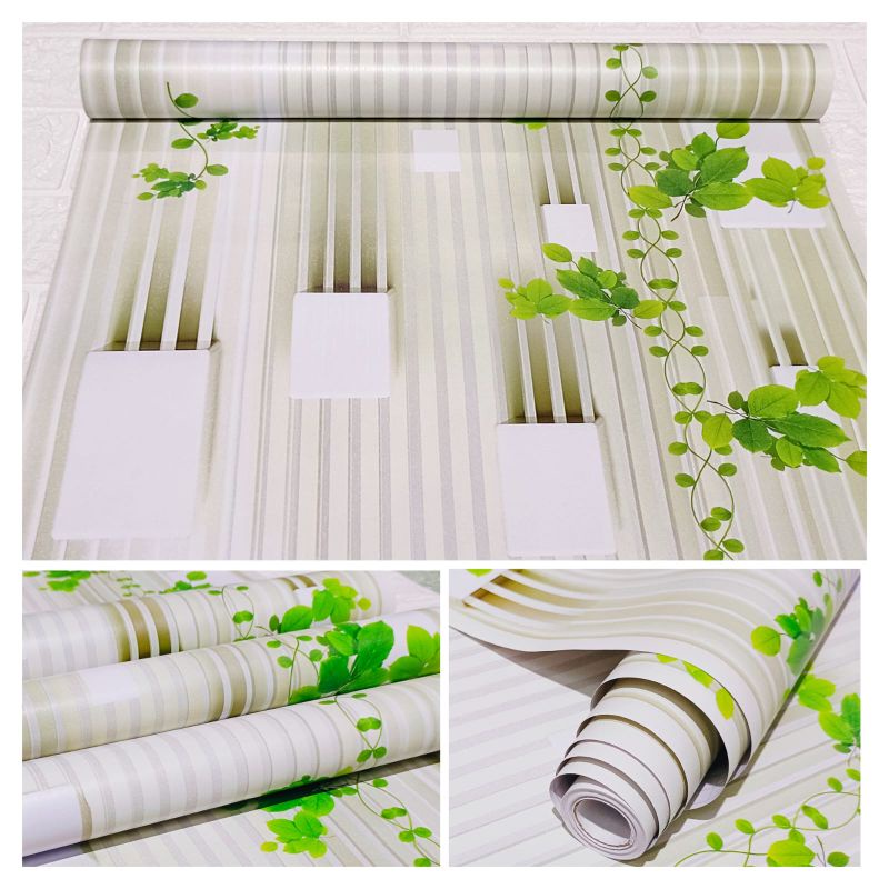 Jual harga spesial ( beli 5 gratis 1 ) Wallpaper Sticker Dinding Termurah daun hijau minimalis ...