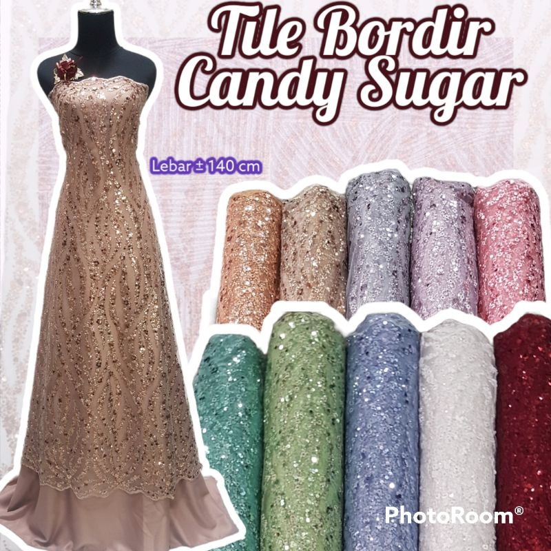 Jual Bahan Kain Tile Bordir Kebaya Candy Sugar kain tile tule tulle ...