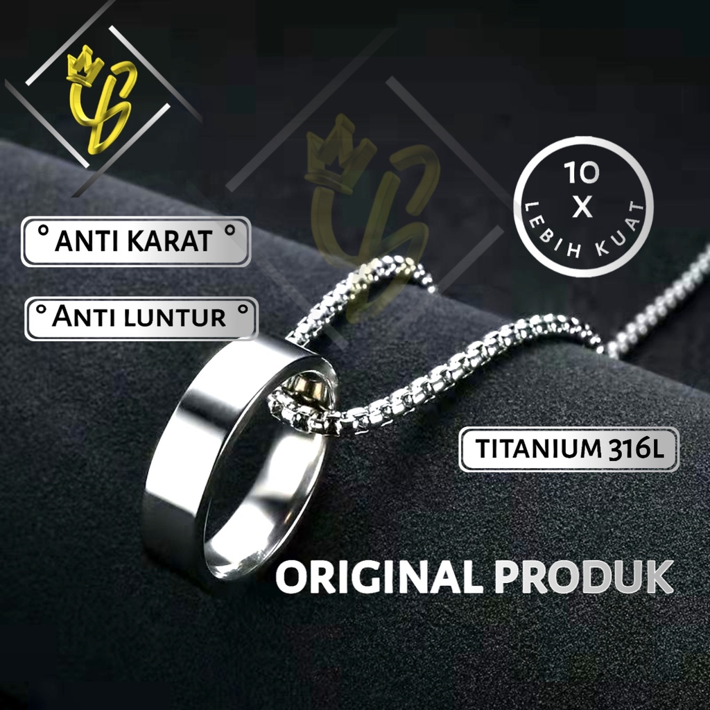 Jual Kalung Liontin Cincin Pria Titanium Anti Karat Rantai Gold Emas ...