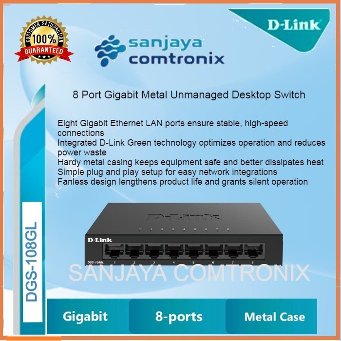Jual D-Link Dgs-108Gl 8 Port Gigabit Metal Case Unmanaged Switch | Shopee Indonesia