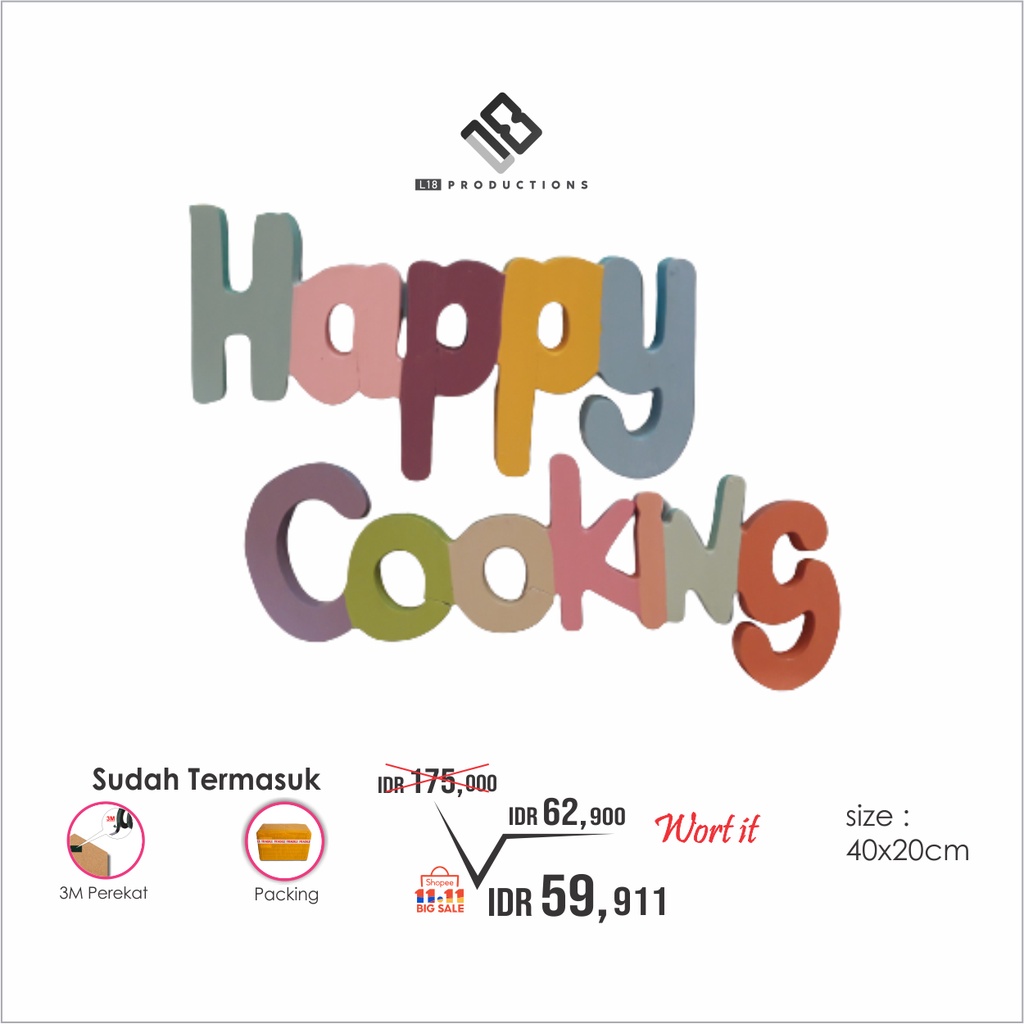 Jual Tulisan Happy Cooking Kayu Ukir Hiasan Pajangan Dinding Dapur ...