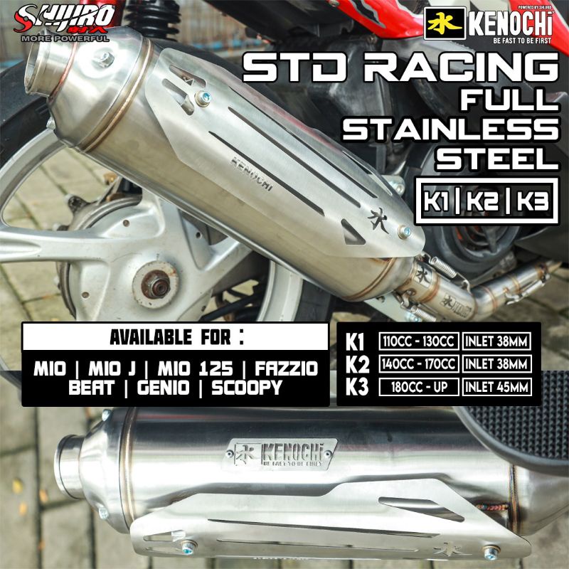 Jual Knalpot Standar Racing Kenochi K Series SS (full stainless) Mio Beat Mio J Genio Scoopy ...