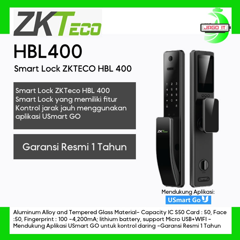 Jual Smart Lock | Handle Pintu Digital | ZKTeco HBL 400 with Camera ...