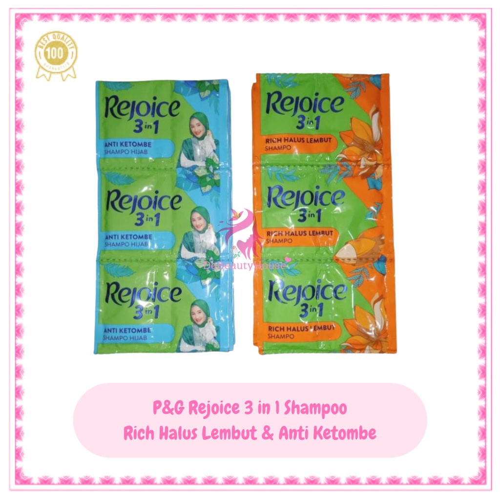 Jual P&G Rejoice 3 in 1 Shampoo Hijab Shampoo Sachet Rich Halus Lembut | Anti Ketombe | Shopee ...