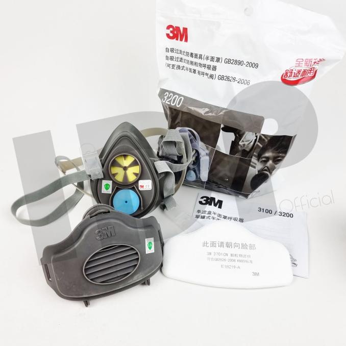 Jual Masker 3M 3200 Set Half Face Mask Respirator Single Cartridge ...