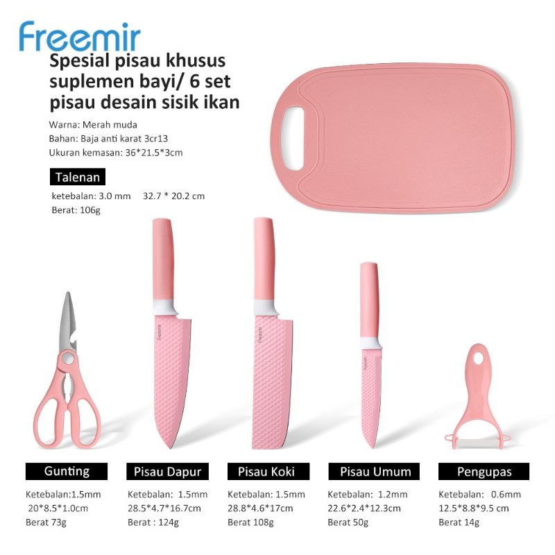 Jual freemir set pisau dapur pink (READY STOK) | Shopee Indonesia