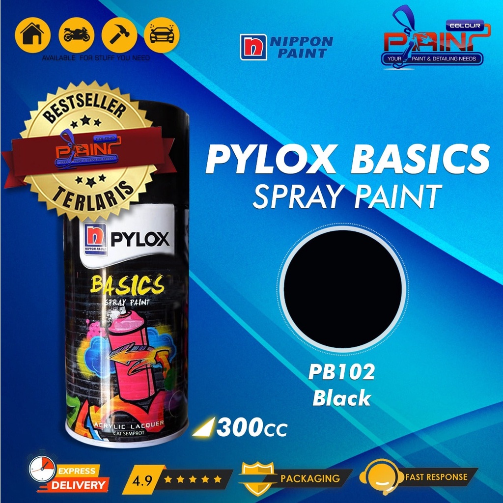 Jual Cat Semprot Nippon Paint PYLOX BASICS 300cc - PB102 Black | Shopee Indonesia