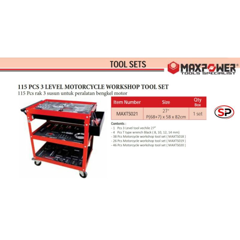 Jual TOOL KIT / TOOL SET ISI 115PCS 3 SUSUN P68CM X L58CM X T82CM ...