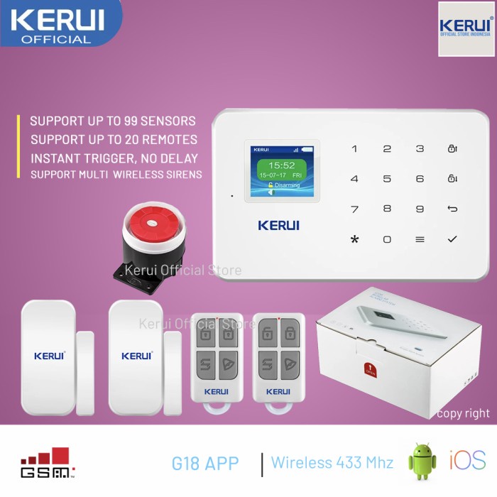 Jual ORIGINAL KERUI G18 Wireless GSM Smart Alarm Rumah, APP Android/IOS ...