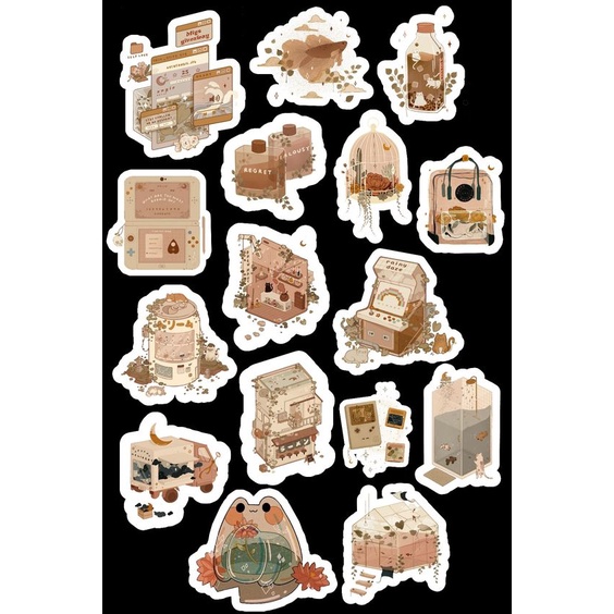 Jual Brown Vintage Stickers | stiker coklat aesthetic | stiker vintage ...