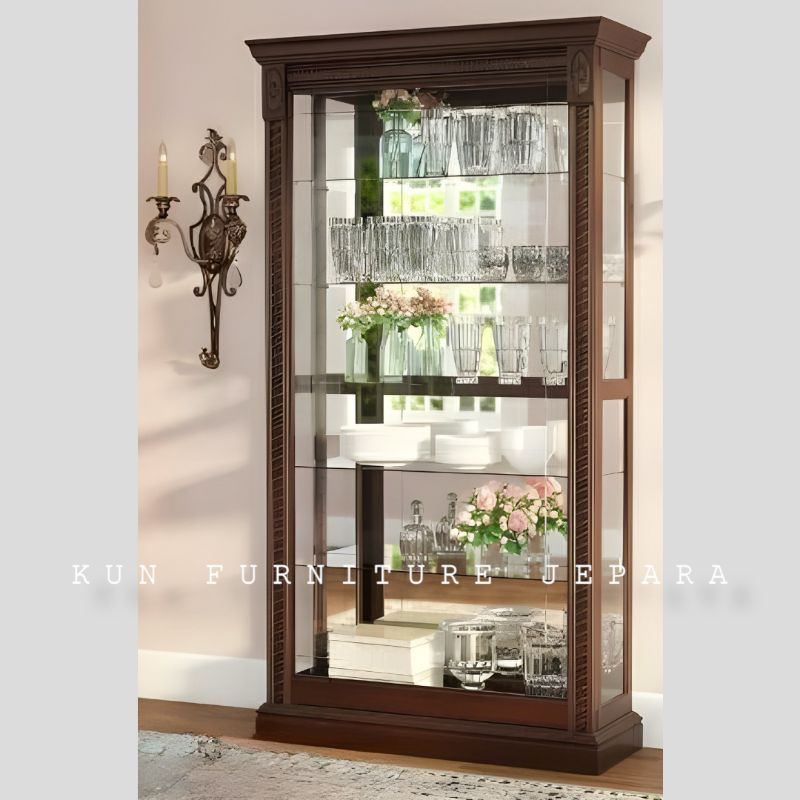 Jual lemari pajangan rak kaca minimalis kayu jati lemari hias minimalis ...