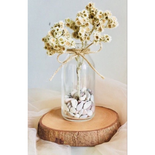 Jual Vas bunga botol kaca 500ml - Vas kaca bening - Vas kaca tali rami ...