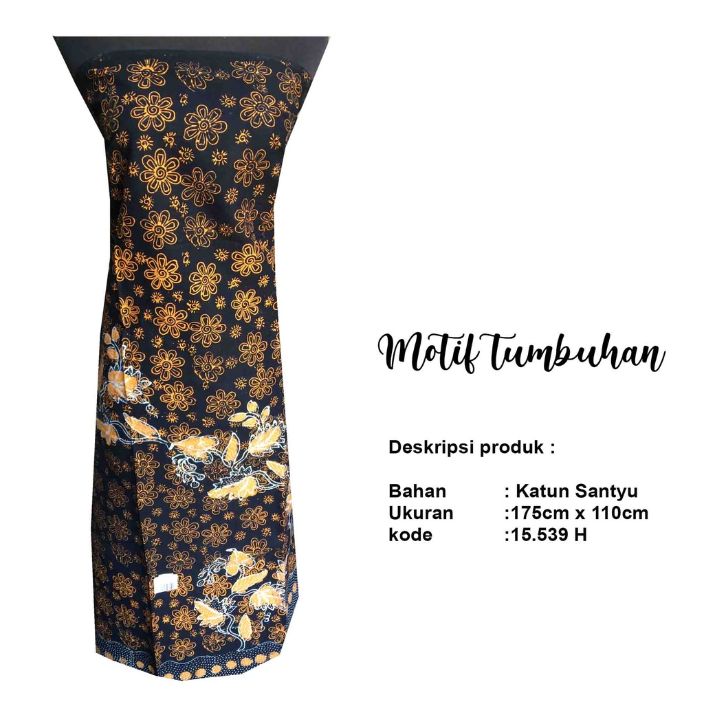 Jual Kain Batik Tulis Motif Tumbuhan Oren / Flora Orange dasaran Hitam ...
