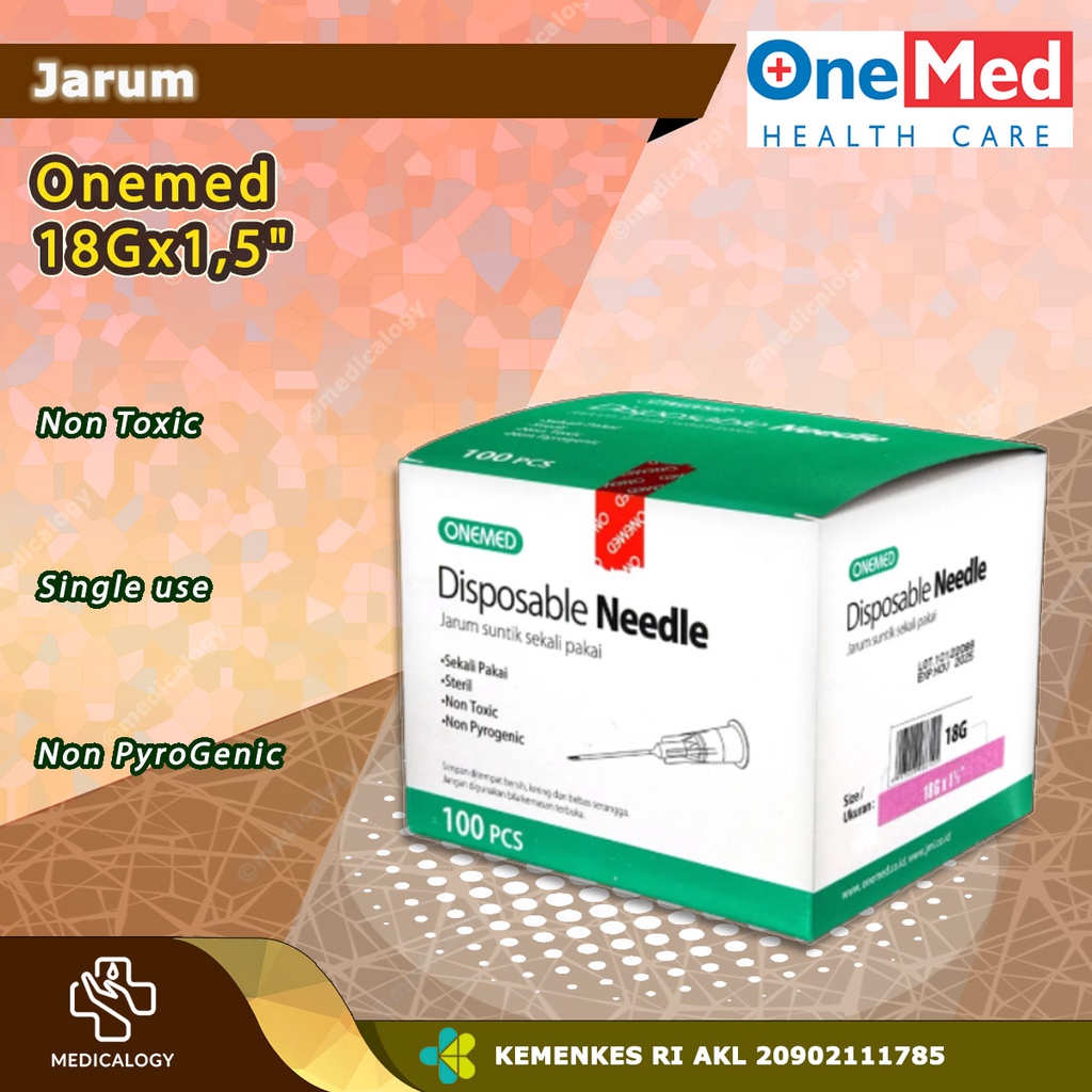 Jual Needle Onemed 18G x 1 1/2inch Disposable | Shopee Indonesia