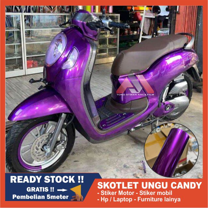 Jual Stiker Scotlite Motor Sticker Skotlet Warna Ungu Candy | Shopee ...