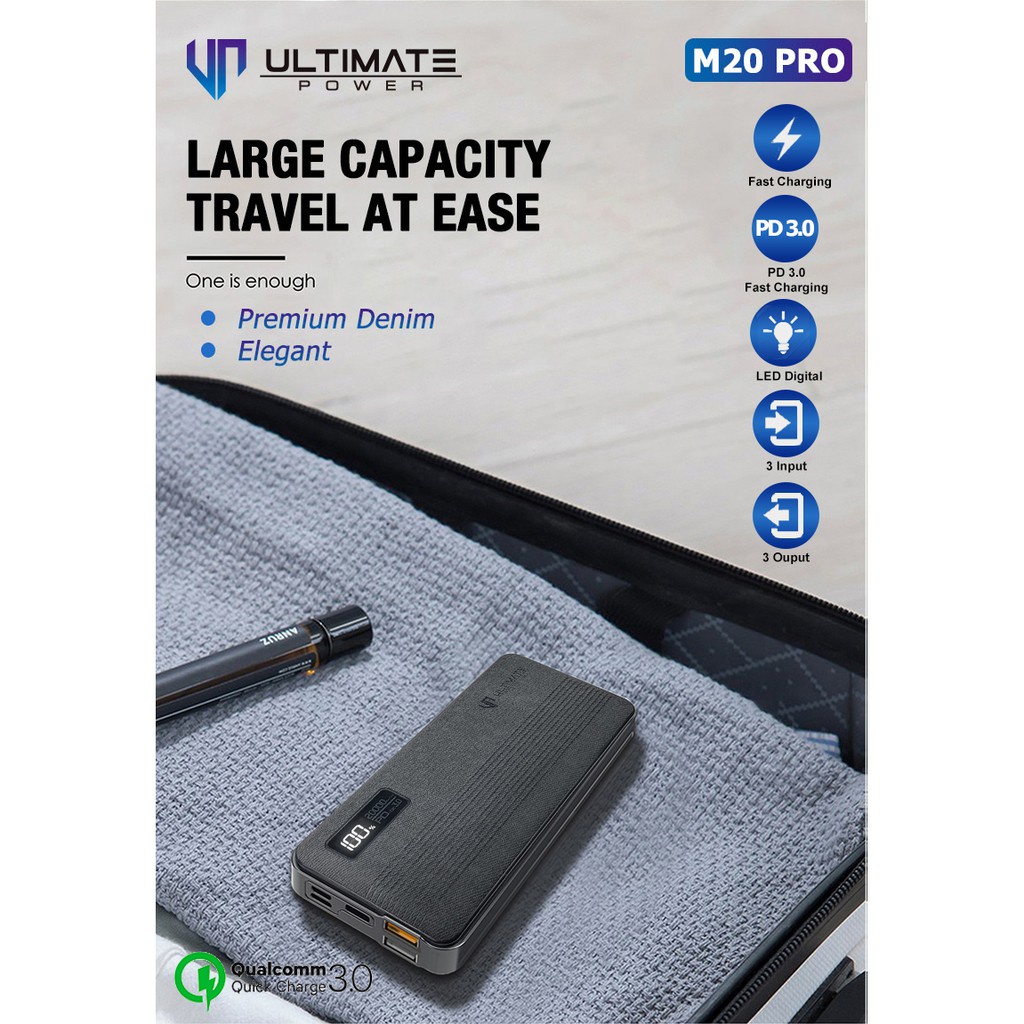 Jual Power Bank Ultimate Power 20.000 M20 PRO QC Garansi Resmi | Shopee ...