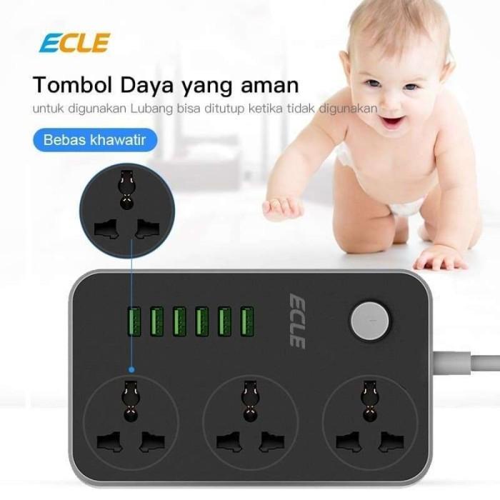 Jual Power Strip Portable Stop Kontak 3 Power Socket 6 Smart USB Port 10 A | Shopee Indonesia
