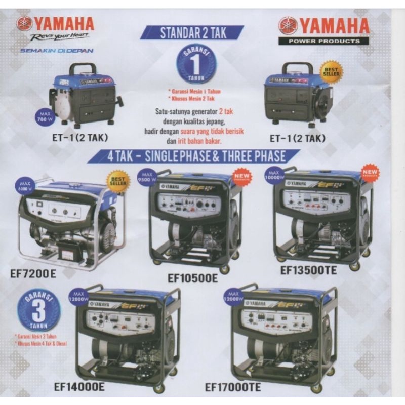 Jual Mesin Genset Bensin 4 Tak 4500 Watt YAMAHA EF5500 / EF 5500 ...