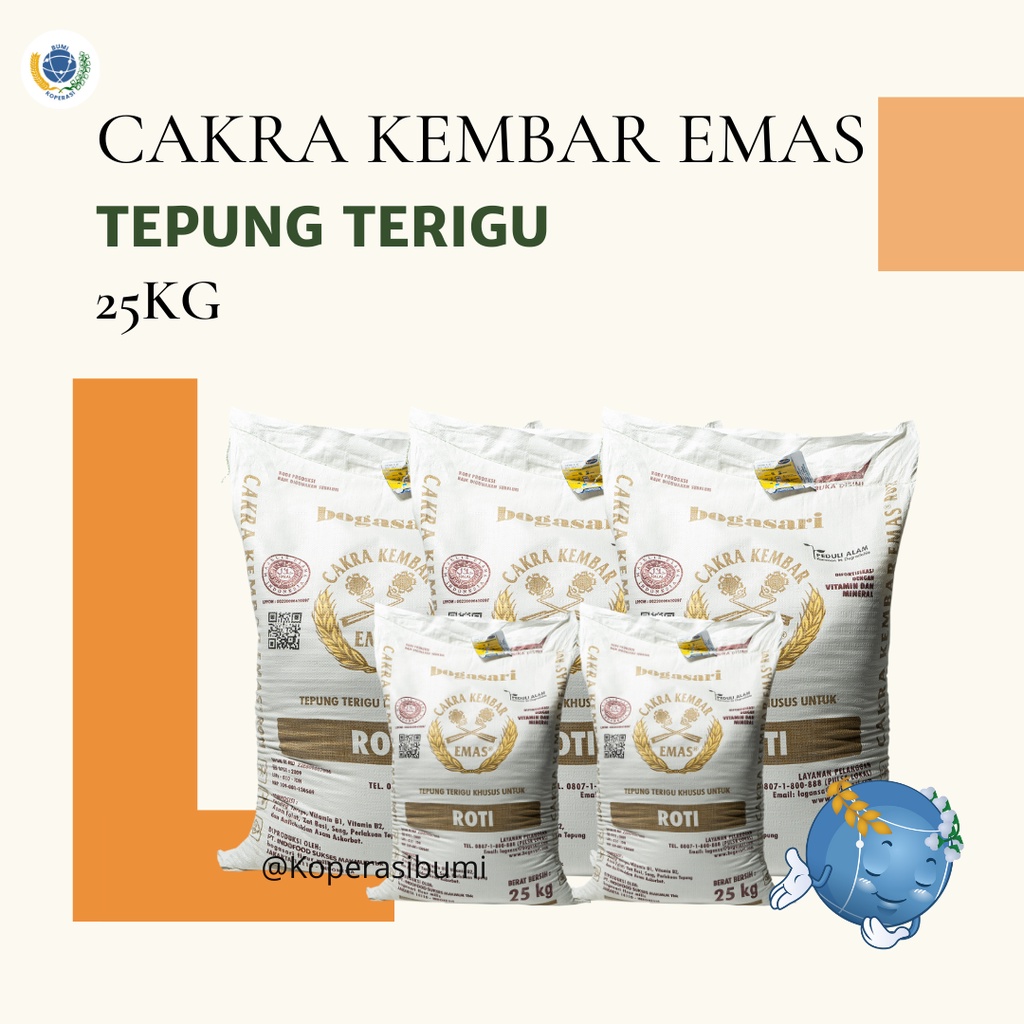 Jual Tepung Terigu Bogasari Cakra Kembar Emas 25 Kg | Shopee Indonesia