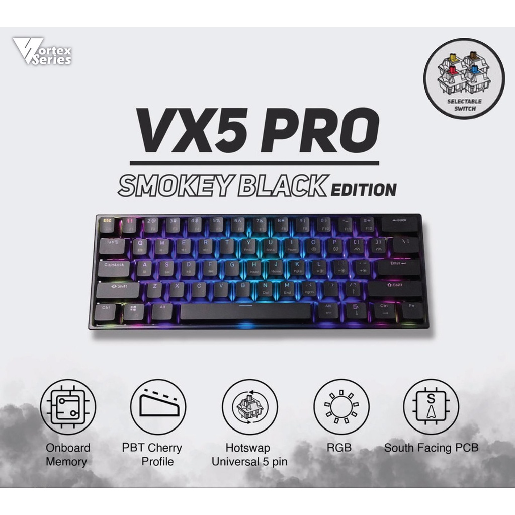 Jual VORTEXSERIES VX5 PRO SMOKEY RGB HOTSWAP RGB MECHANICAL GAMING ...