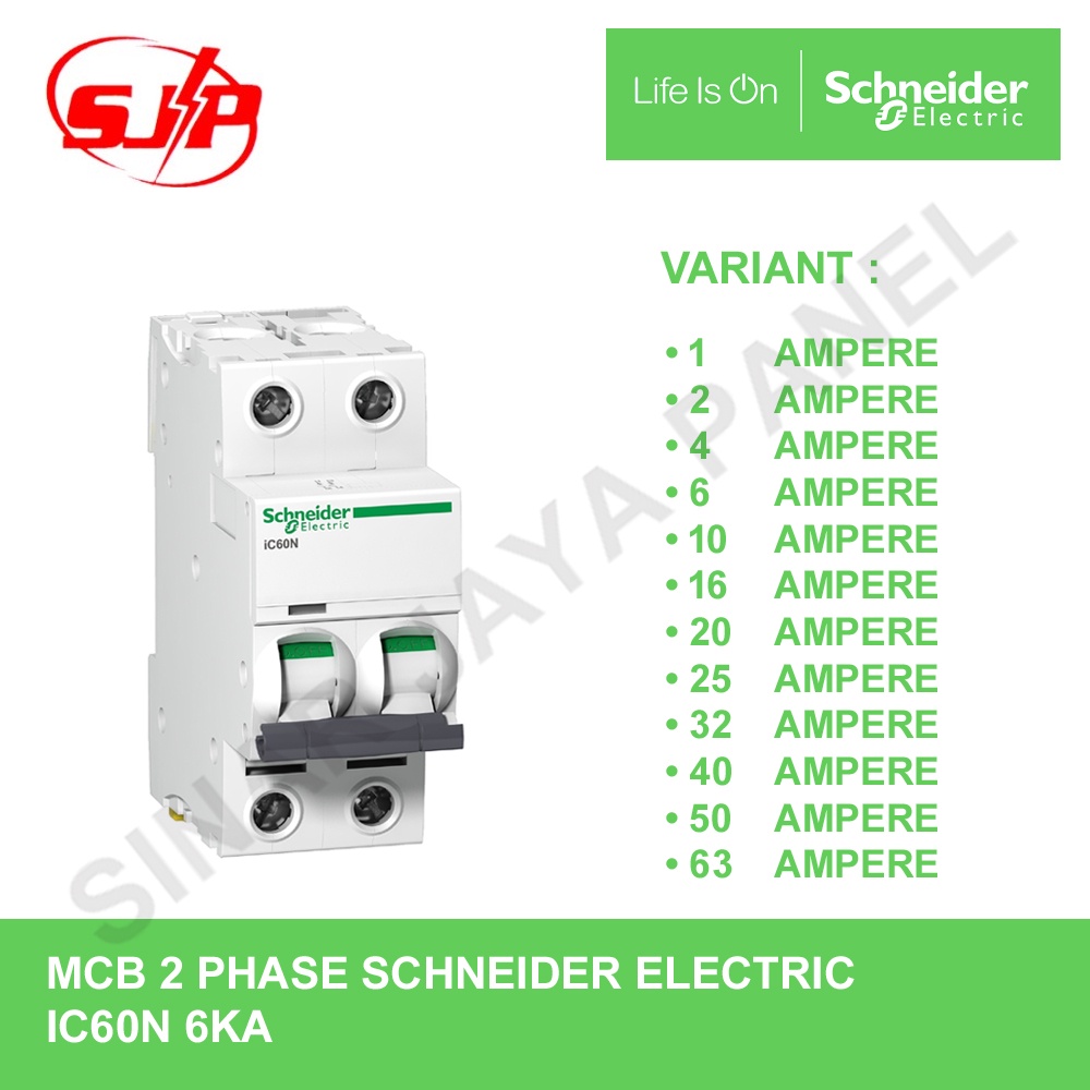 Jual MCB SCHNEIDER IC60N 6KA 2 PHASE 6A 10A 16A 20A 25A 32A 40A 50A 63A ORIGINAL | Shopee Indonesia