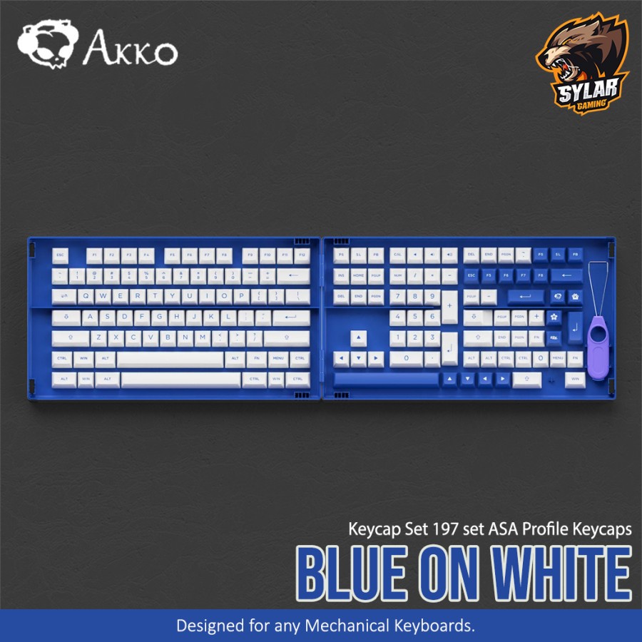 Jual Akko Blue on White Keycap Set 197 set ASA Profile Keycaps | Shopee ...