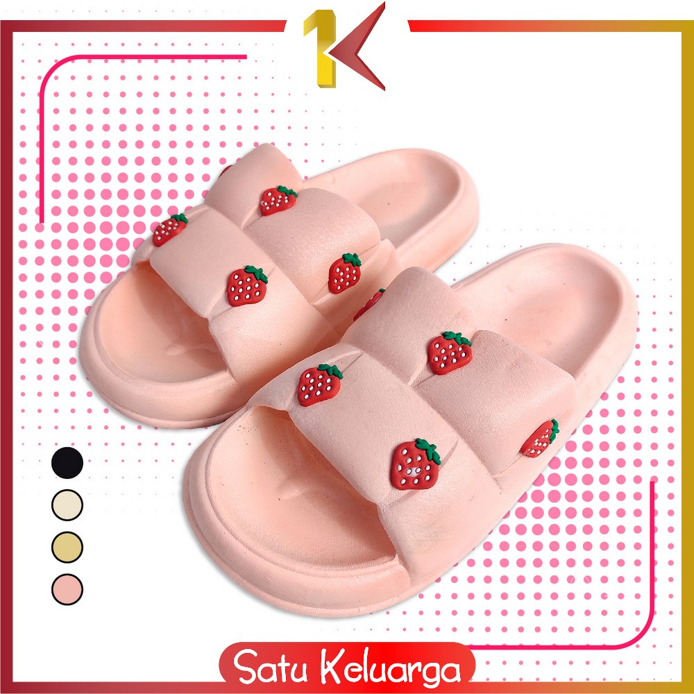 Jual SK-S50 Sandal Selop Wanita Bahan PVC Motif Strawberry Korean Style ...
