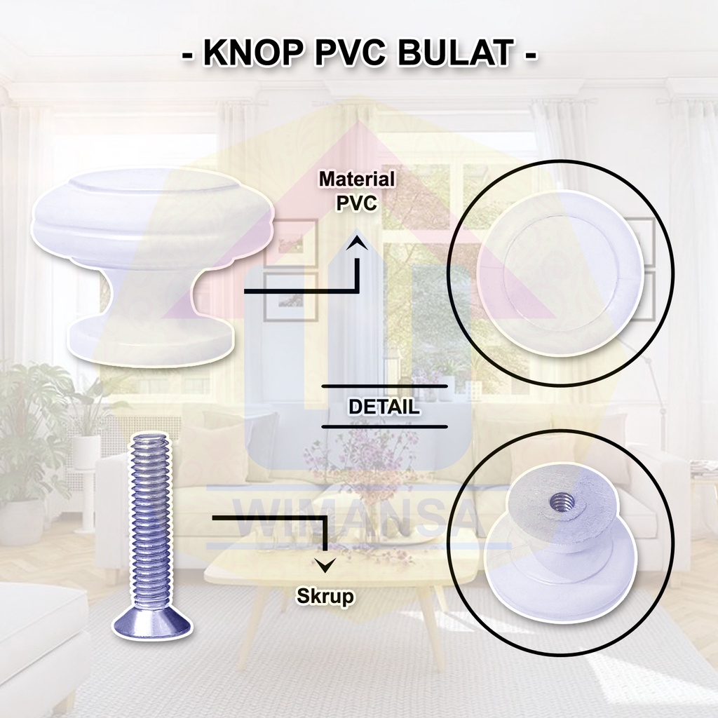 Jual KNOP PVC BULAT PUTIH - TARIKAN LACI LEMARI PINTU | Shopee Indonesia
