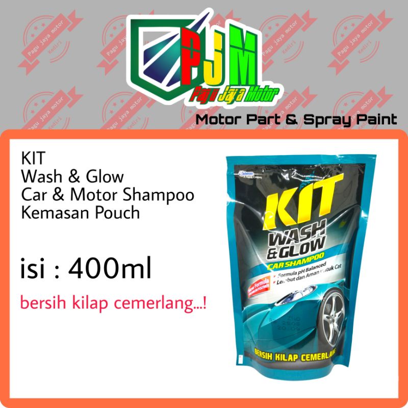 Jual KIT SHAMPOO MOTOR MOBIL WASH AND GLOW 400ML PLUS SILICON AMAN ...