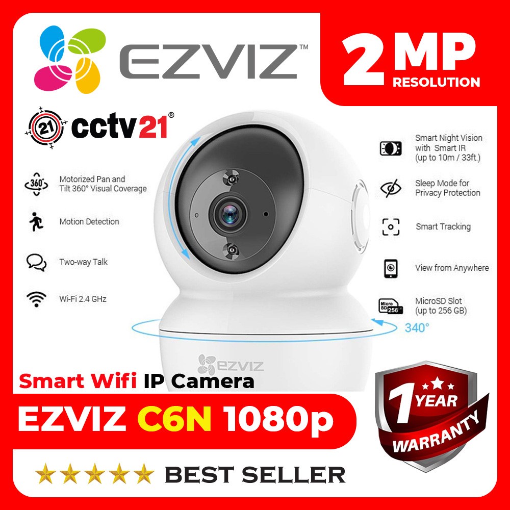 Jual IP Kamera /Camera cctv Smart Wifi Pan Tilt 1080p 2MP Ezviz C6N ...
