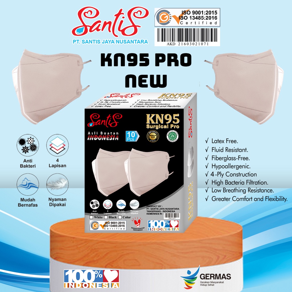 Jual MASKER KN95 PRO NEW 4 LAPISAN BY SANTIS | Shopee Indonesia
