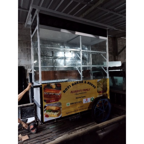 Jual Gerobak Roti Bakar dan kukus / gerobak dorong aluminium | Shopee ...