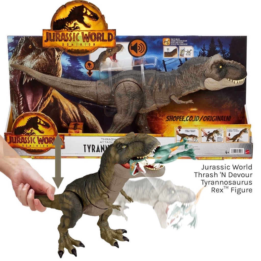 Jual JURASSIC WORLD 2022 Dominion Thrash 'N Devour Tyrannosaurus Rex ...