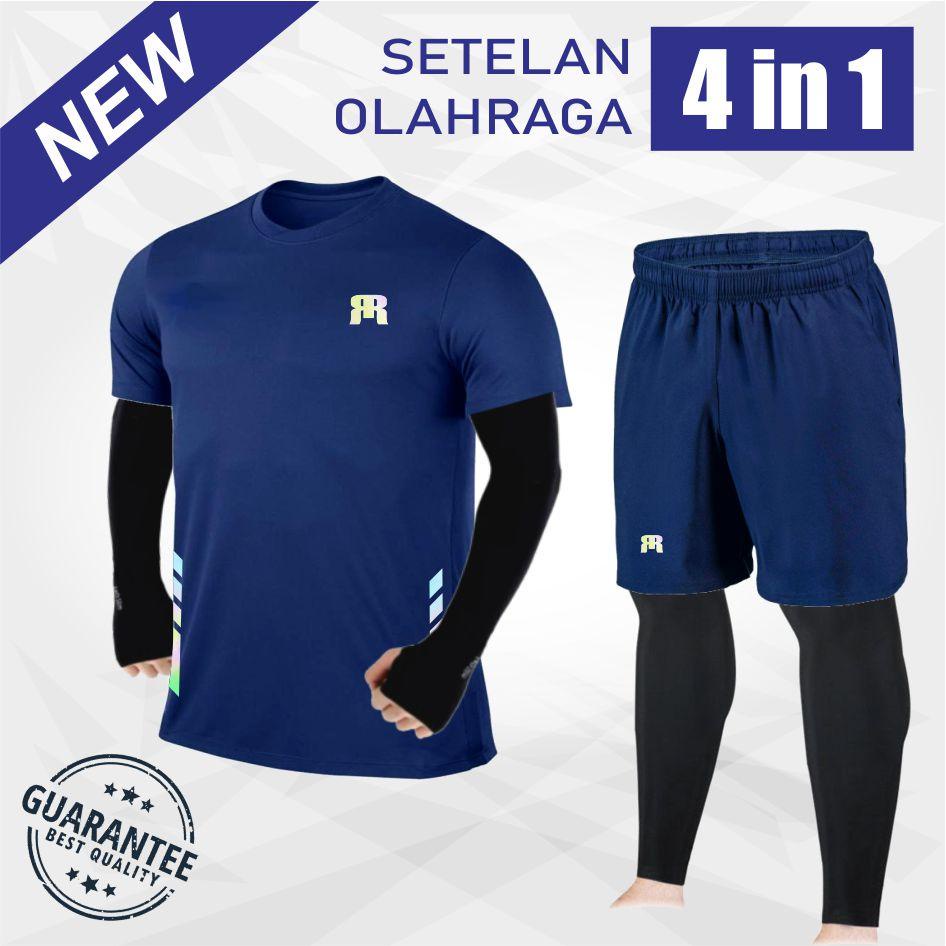 Jual Jersey Olahraga 4 in 1 Baju Setelan dan Manset Set Lengkap Bahan ...