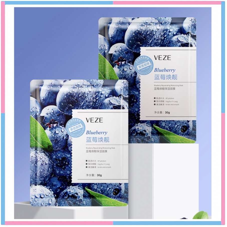 Jual Veze Fruit Blueberry Sheet Mask Masker Wajah Masker Muka pelembab ...